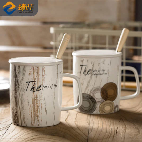 mug coffee mug set mug with lid Cawan seramik kreatif, cawan air ...