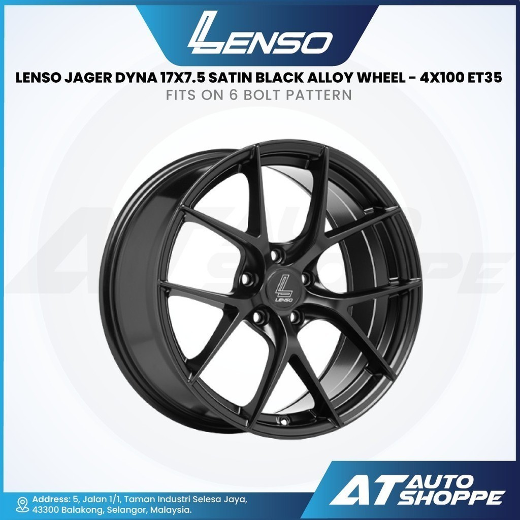 Lenso Jager Dyna - Satin Black 17x7.5 ET35 4x100 (1 Piece) | Shopee Malaysia