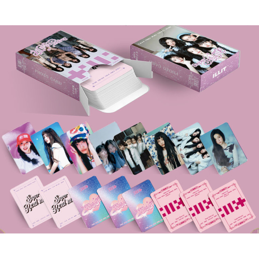 50-55pcs/box ILLIT Holographic Laser Lomo Cards SUPER REAL ME Album ...
