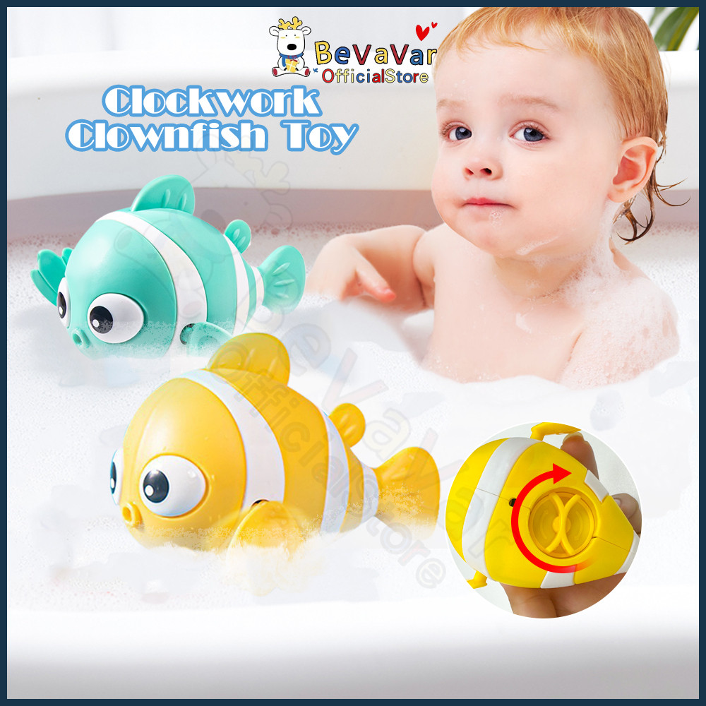 BEVAVAR Clown Fish Baby Bath Toys Fish Clockwork Swimming Toys For Kids ...