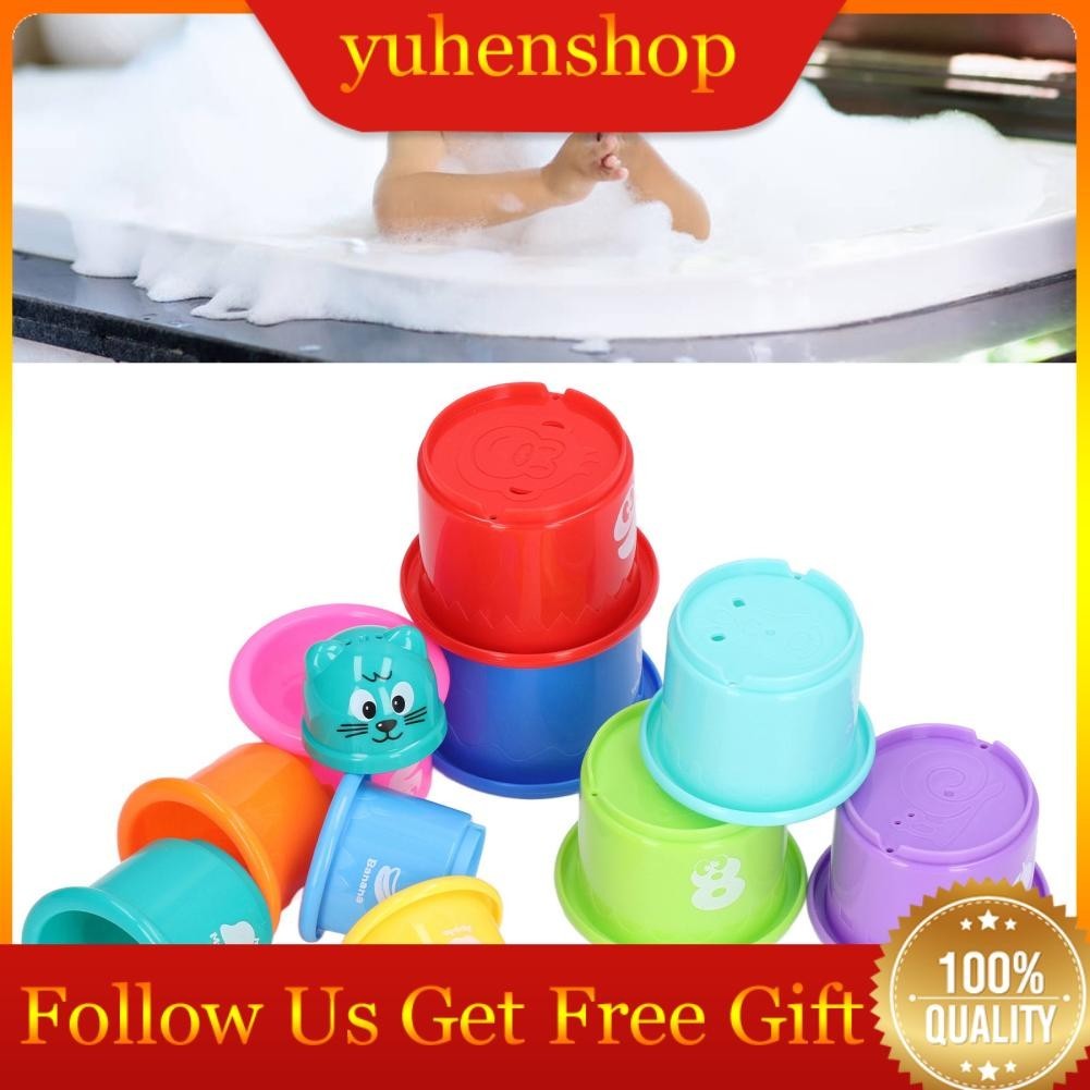 Yuhenshop Stacking Cup Bathing Toy Baby Bath Observe Shapes For ...
