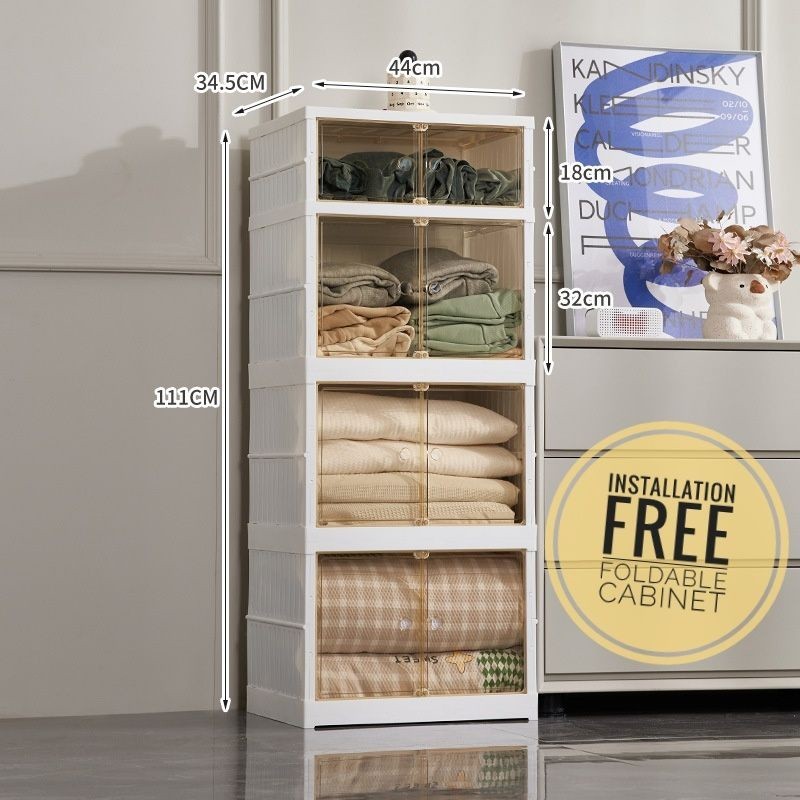 Installation Free Foldable Cabinet Multi-Layer Drawer Storage Rack ...