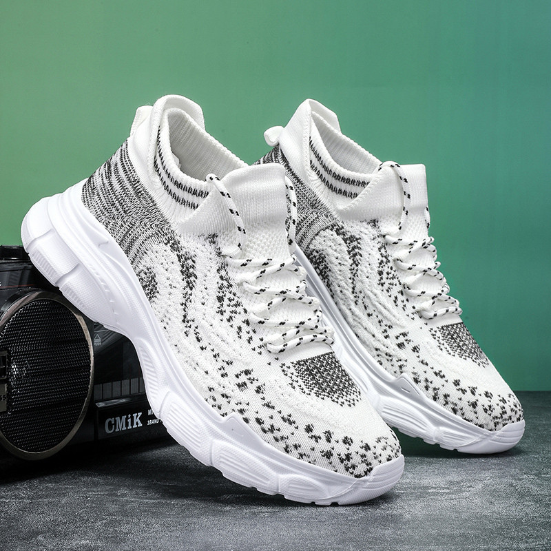 Men's Summer Sports Shoes Breathable Mesh Flyknit Running Sneakers ...