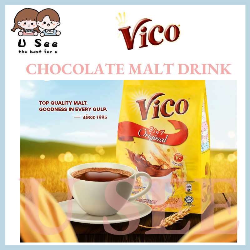(FREE SHIPPING NO SBH/SRW) Vico 3 In 1 Chocolate Malt Drink 18's x 32g ...