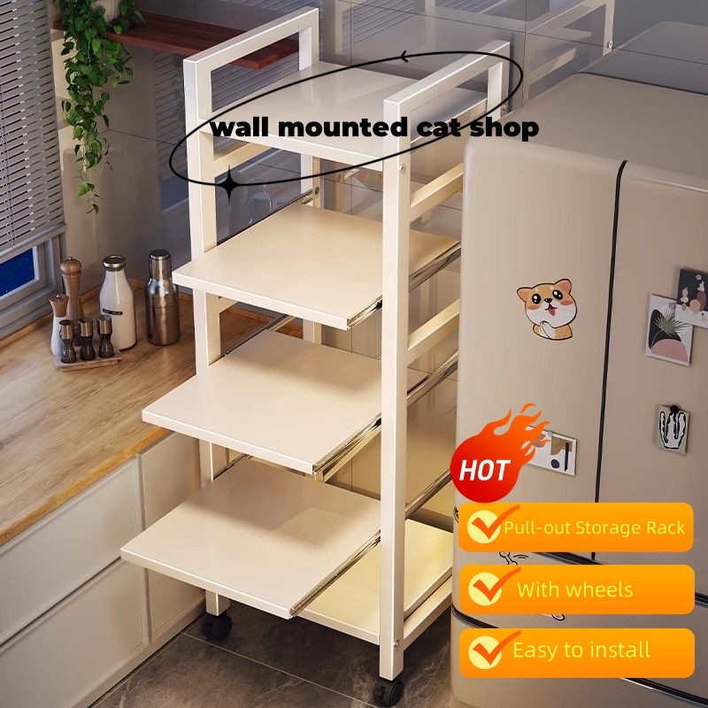 Pull-out Kitchen Storage Rack Floor Multi-layer Seam Storage Rack ...