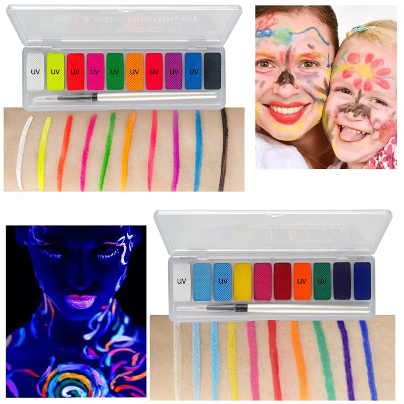 Veronni 10 Colors UV Luminous Face Body Paint Makeup Palette Waterproof ...