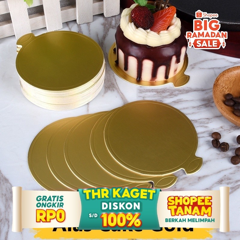 Aigootan - ROUND GOLD Cake MAT - Mini Slice Cake Board Cakeboard Medan ...