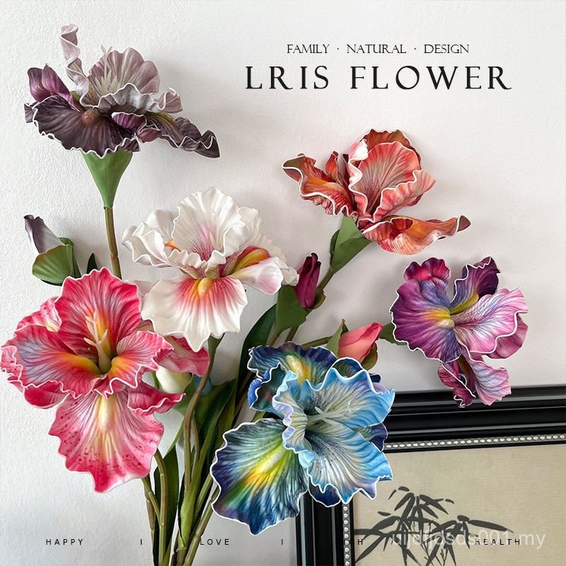 2 kepala bunga iris Alice EVA terasa bunga tiruan angin semula jadi ...