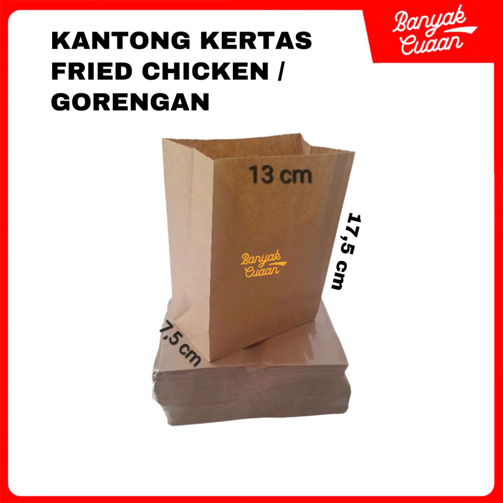 Food paper bags @ 50 pcs, brown kraft paper bag packaging, fried ...