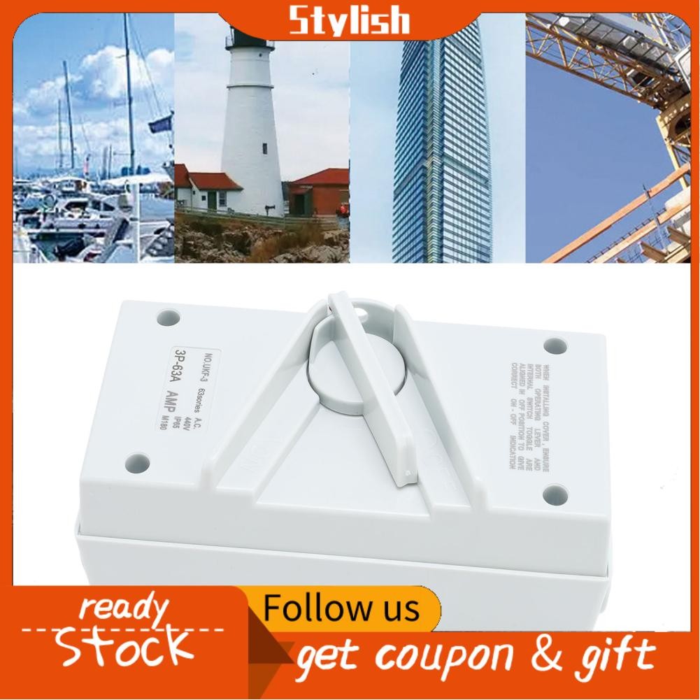 Stylish365 Enclosed Motor Disconnect Switch 63A 3 Pole Safety Isolation ...
