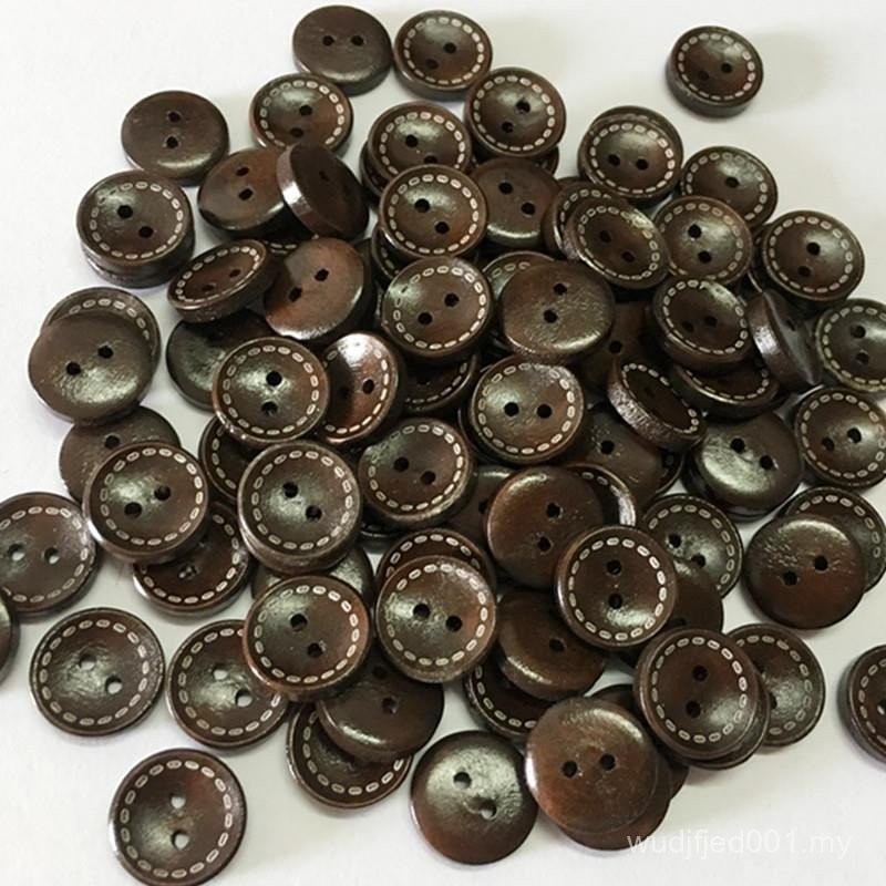 100 Keping/Pek 15mm Kayu Bulat Enamel Laser Beranda Butang Kayu ...