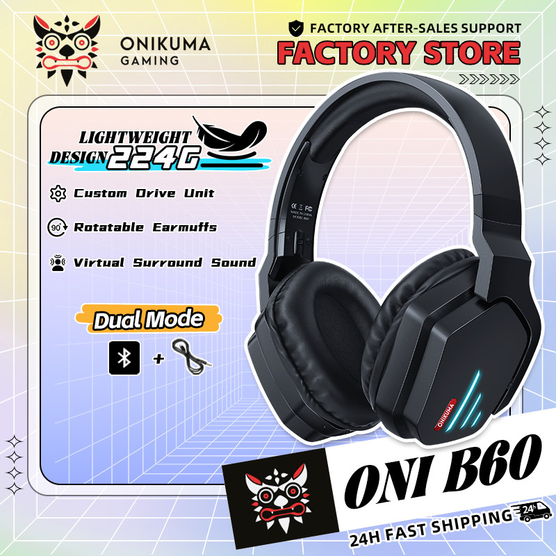 ONIKUMA B60 Bluetooth Headset Dual Mode Wireless Noise Reduction Mic ...