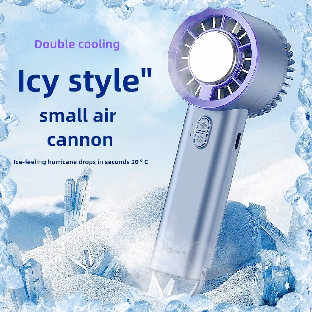 Semiconductor Ice Cooling Fan Handheld Portable Fan Desktop Charging ...