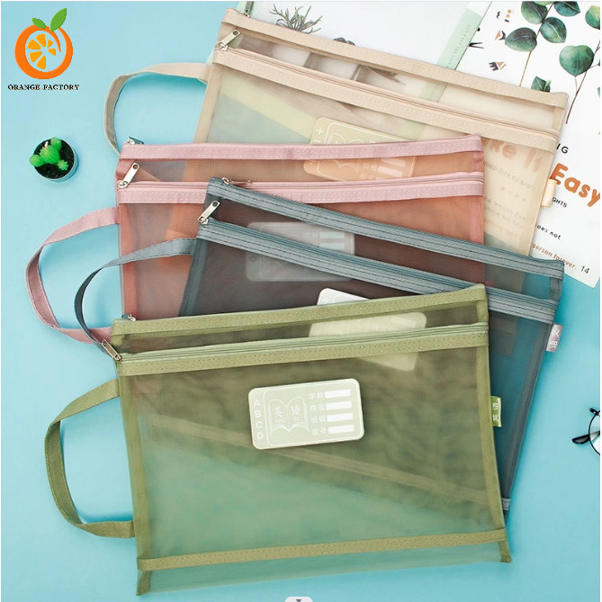 File Document Organizer with Zipper Nylon Style Document Bag Mesh File ...