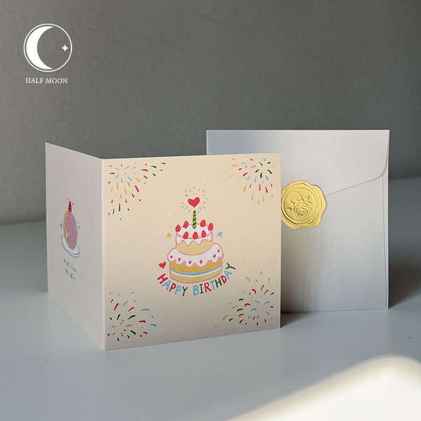 sampul duit sampul duit raya Half Moon Happy Birthday Hand-Painted Cake ...