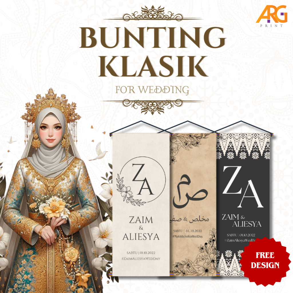 Bunting Banner Kahwin Tunang Tema Klasik Minimalist dan Simple Ready ...