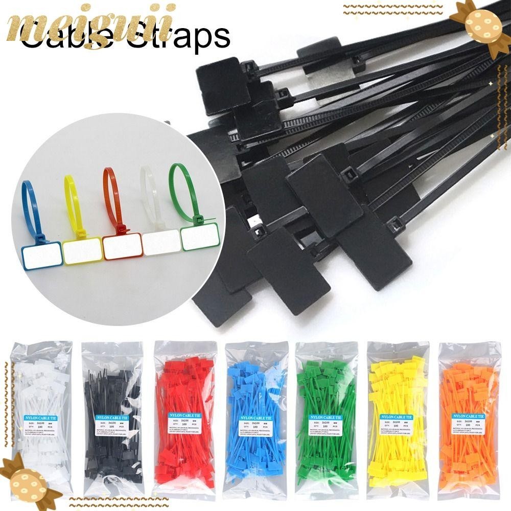 MEIGUII 100pcs Cable Ties Plastic Label Mesh Wire Marker Markers Tag ...