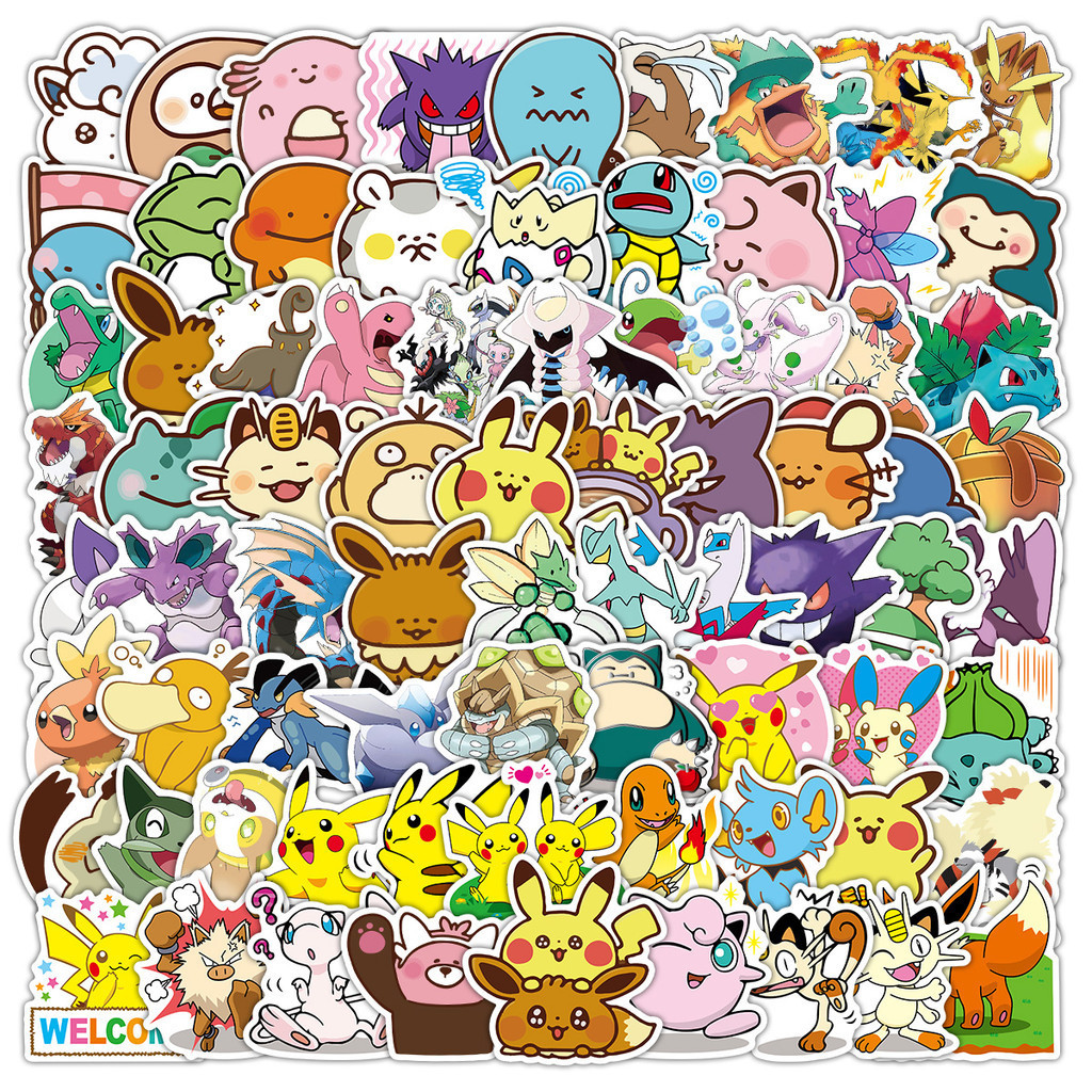 100/50PCS Lovely Cute Pokemon Charmander Pikachu Squirtle Bulbasaur ...