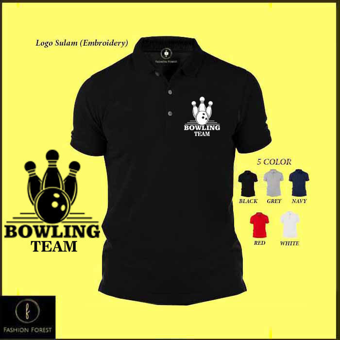COTTON BAJU LOGO SULAM POLO T-SHIRT WITH LOGO BOWLING TEAM FOR CREW ...
