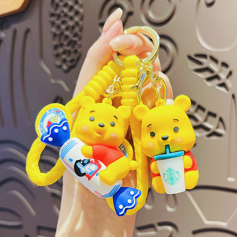 Cartoon Cartoon Winnie the Pooh Silicone Keychain Cute Cake Strawberry ...