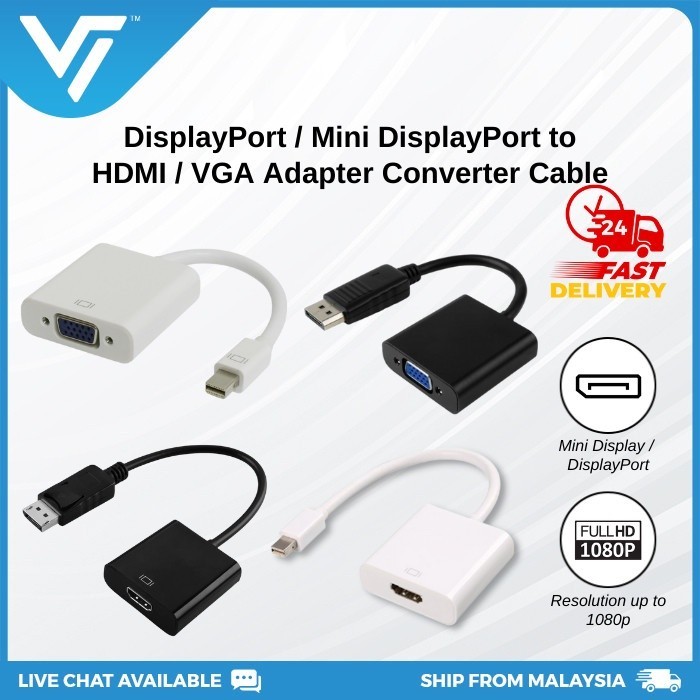 Adapter DisplayPort / Mini ke HDMI VGA | Kabel Penukar Male ke Female ...