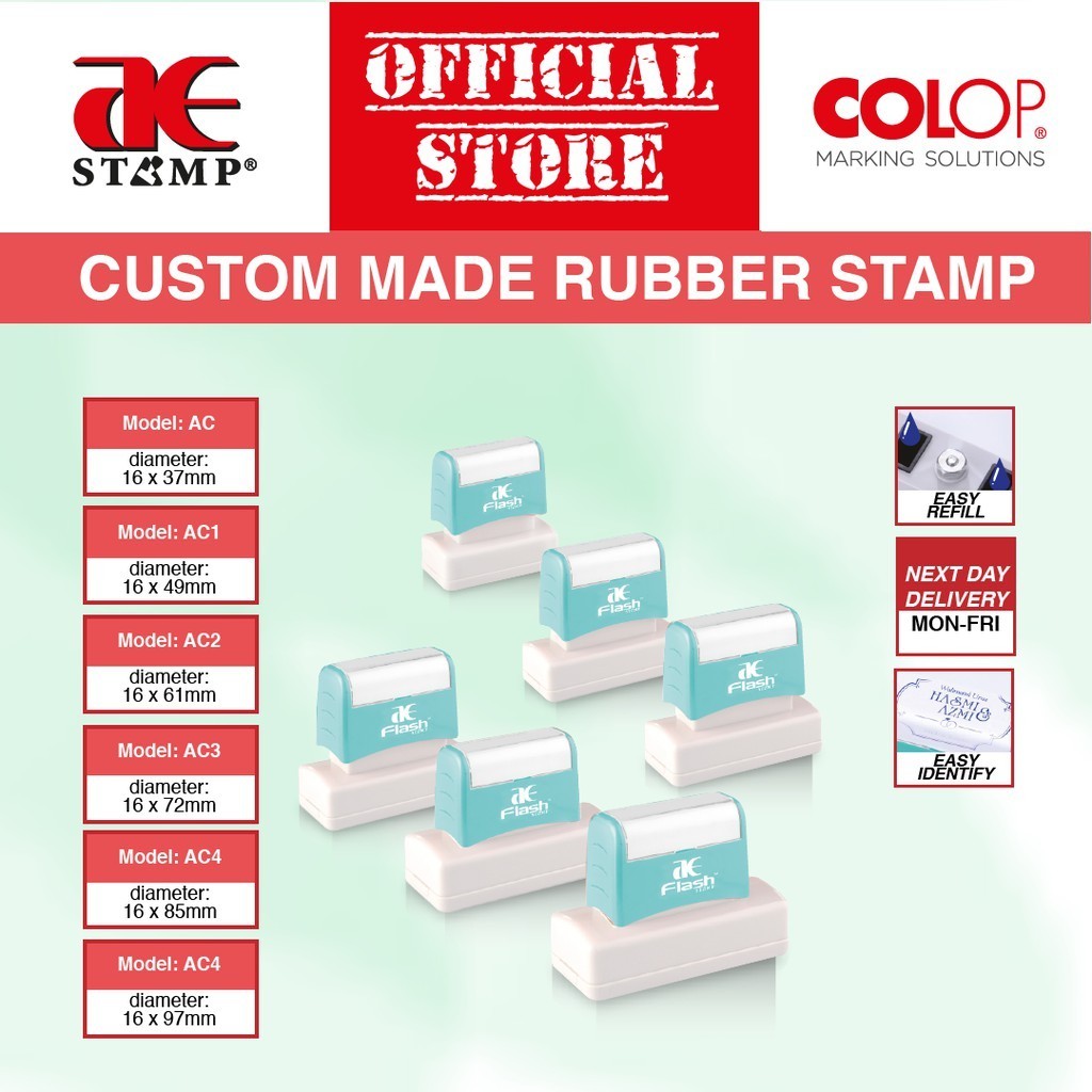 Custom Made Pre-inked Stamp| cop flash chop nama rubber stamp ae stamp cop company chop ...