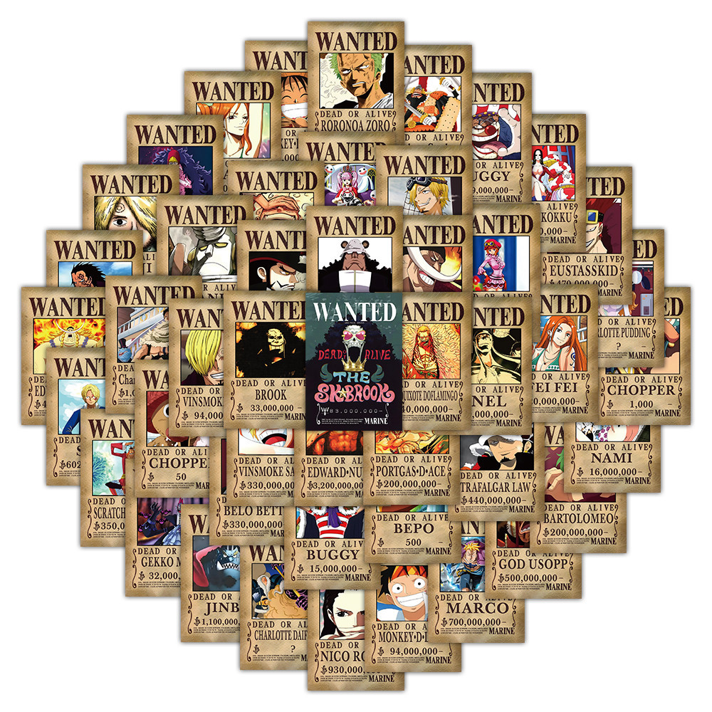 100/50PCS Anime ONEPIECE Monkey D. Luffy WANTED Poster Graffiti ...