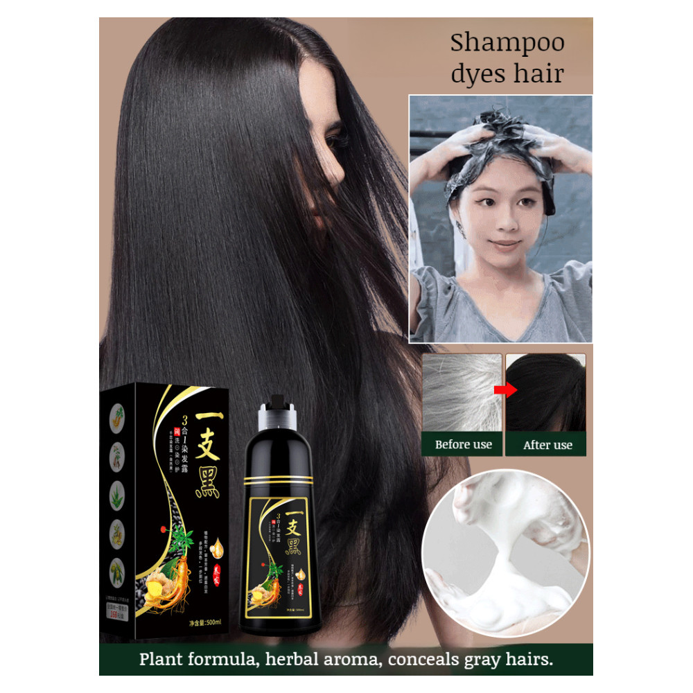 [Easy Dye Hair] Black Hair Dye Shampoo Not Harm Hair Gentle Formula ...