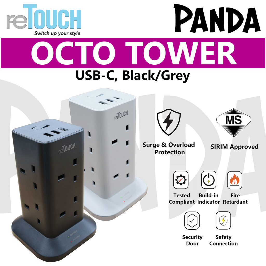 ReTouch [SIRIM] Octo Tower USB-C, Black/Grey | Shopee Malaysia