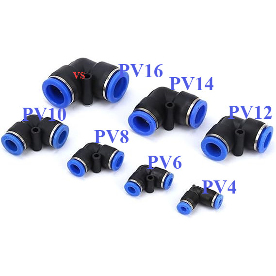 PV Pneumatic Fittings PV series 4 6 8 10 12 14 16MM OD L Type Flow ...