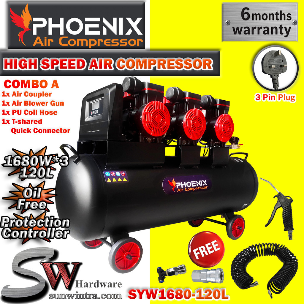 PHOENIX 7HP /120L OIL-FREE HIGH SPEED AIR COMPRESSOR WITH PROTECTION ...
