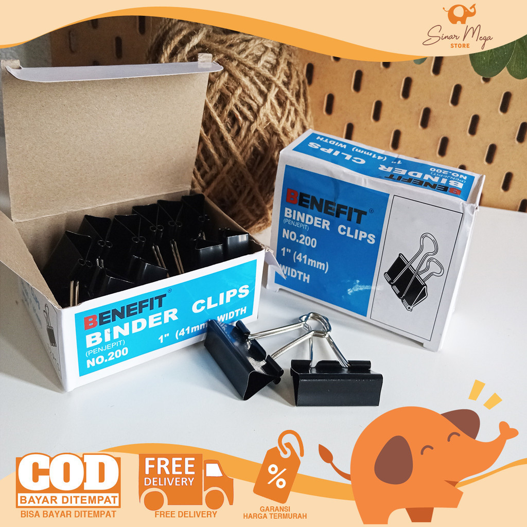 Benefit Binder Clip No. 200 Document Paper Archive Binding Clamp Size ...