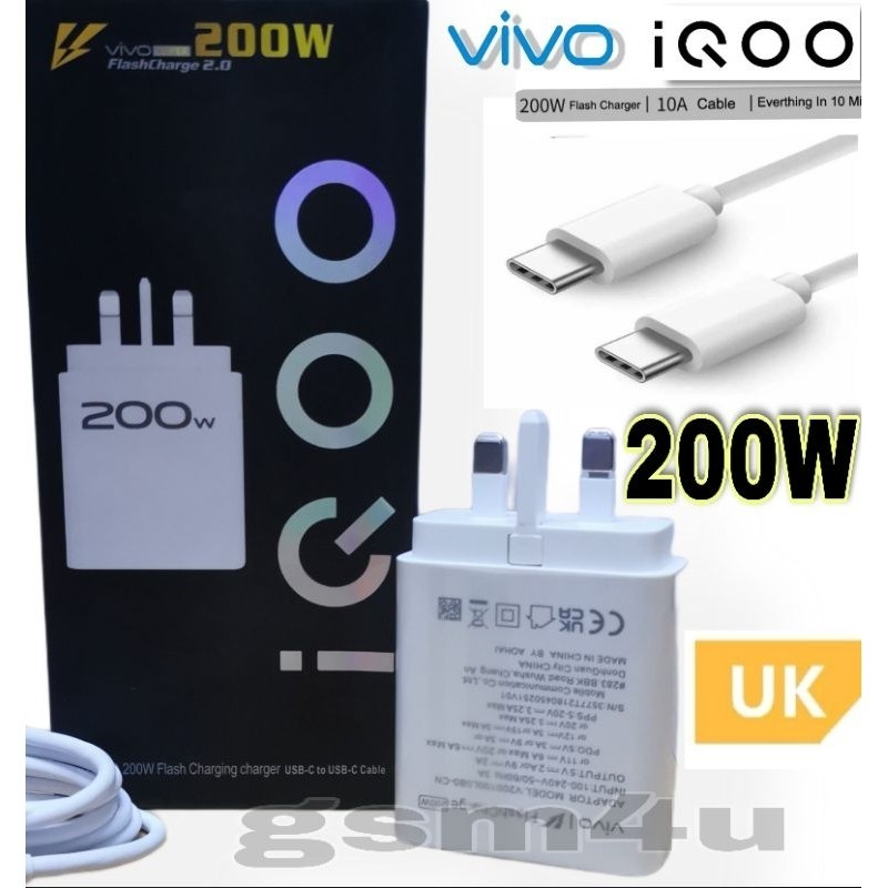 200W iQOO 12 11 Pro 10 9 8 Z9 Z9x Pro 8 7 VIVO X100 Pro X80 X70 USB C ...