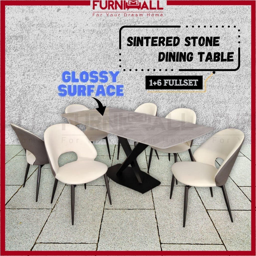 Furnimall Sintered Stone Dining Set X Shape Dining Table/Luxury Dining ...