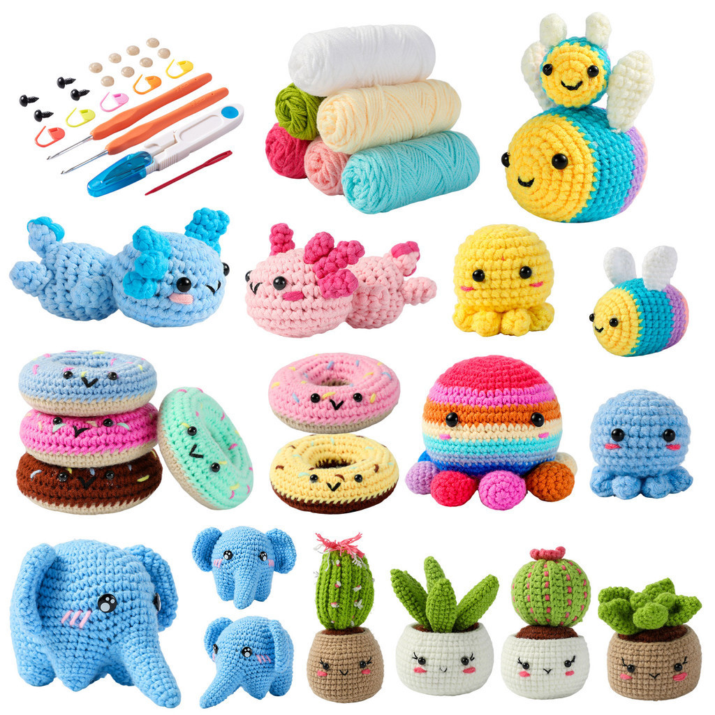 Crochet Kit with Yarn Knitting Crochet Hook for Beginners With Video ...