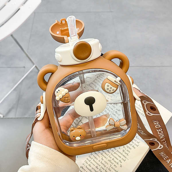 Botol air with straw Cawan air persegi comel untuk kanak-kanak ...