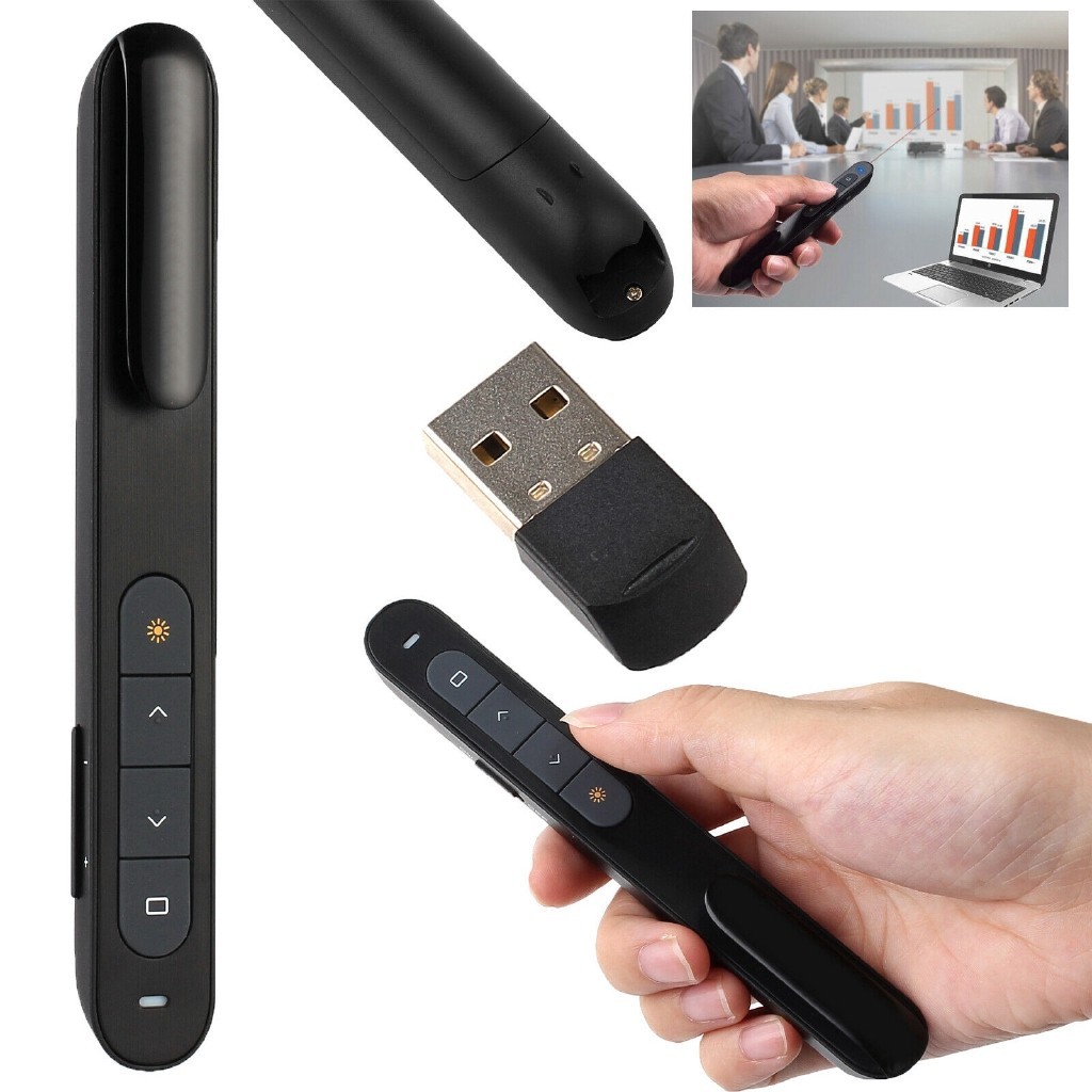 2.4G Wireless Powerpoint Presenter USB Remote Control Laser Pointer PPT Clicker Pen | Shopee ...
