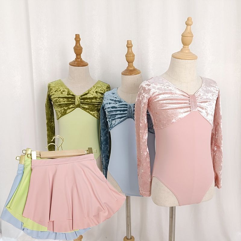 D2/girls Ballet Costume Dance Girls Autumn Winter Long-Sleeved Velvet ...
