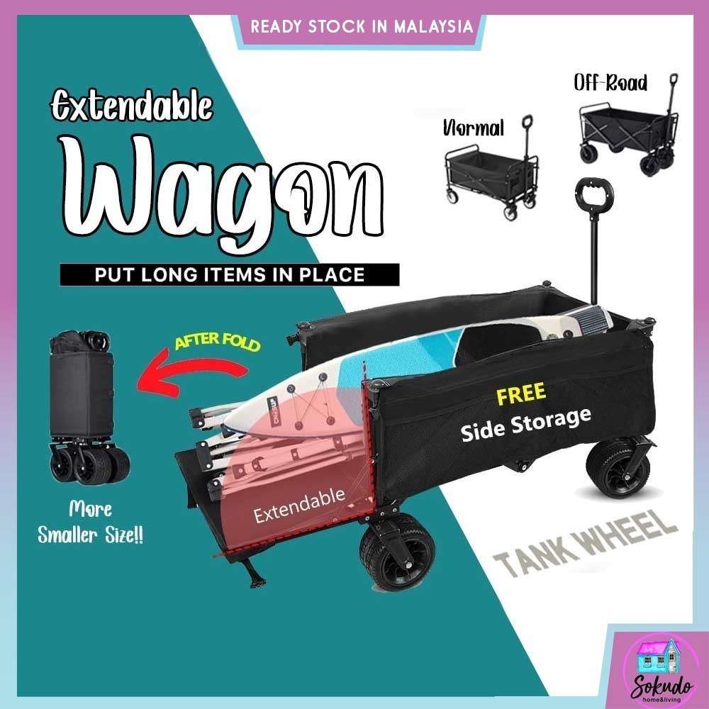Foldable Camping Wagon Big Wheel Outdoor Trolley Shopping Cart Trolly ...