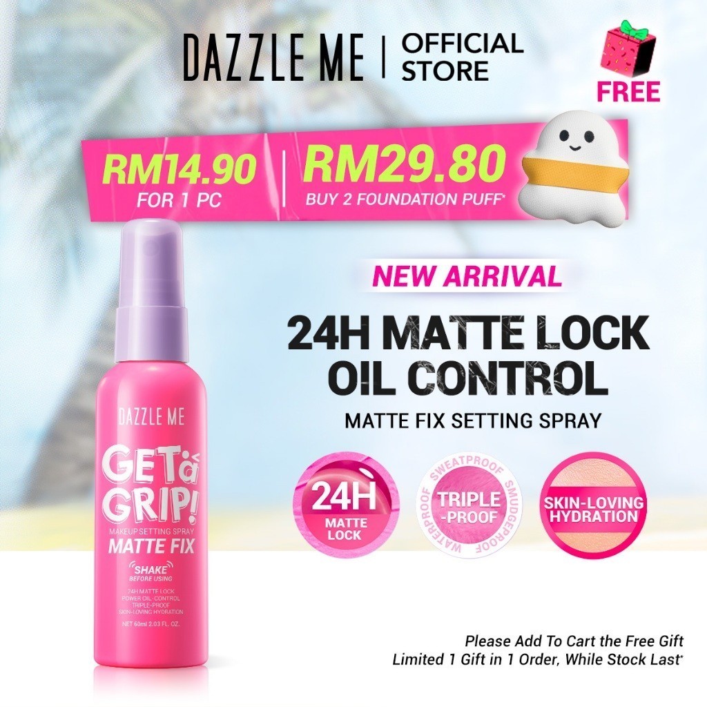 DAZZLE ME Get A Grip! Makeup Setting Spray Matte Fix 24H Makeup Lock ...