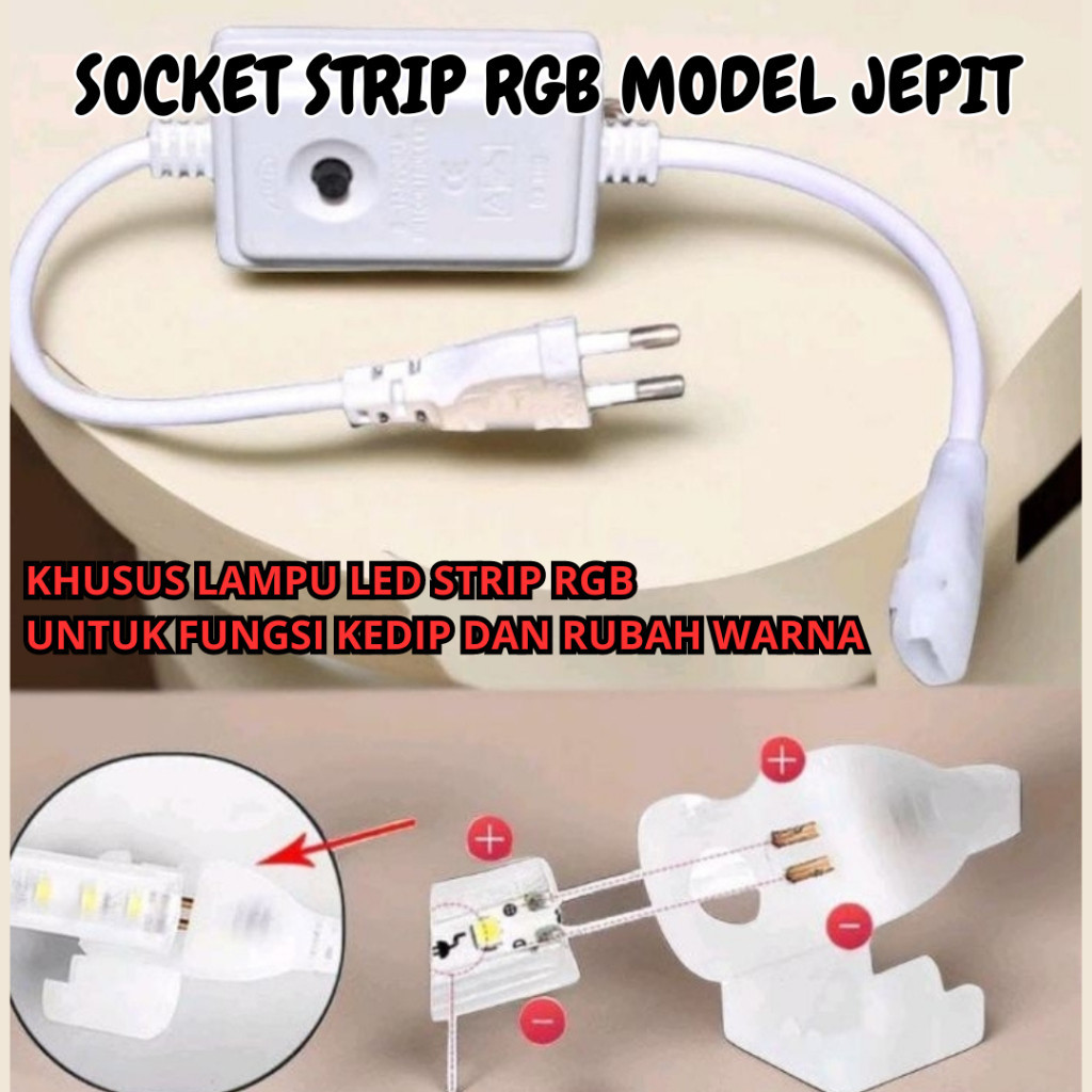 Socket RGB Socket Clip Model SMD 220V Strip Light Adapter Plug | Shopee ...