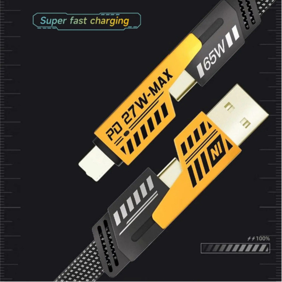 4 IN 1 Super Fast Charging Cable for Android Type C 65W Quick Charging ...