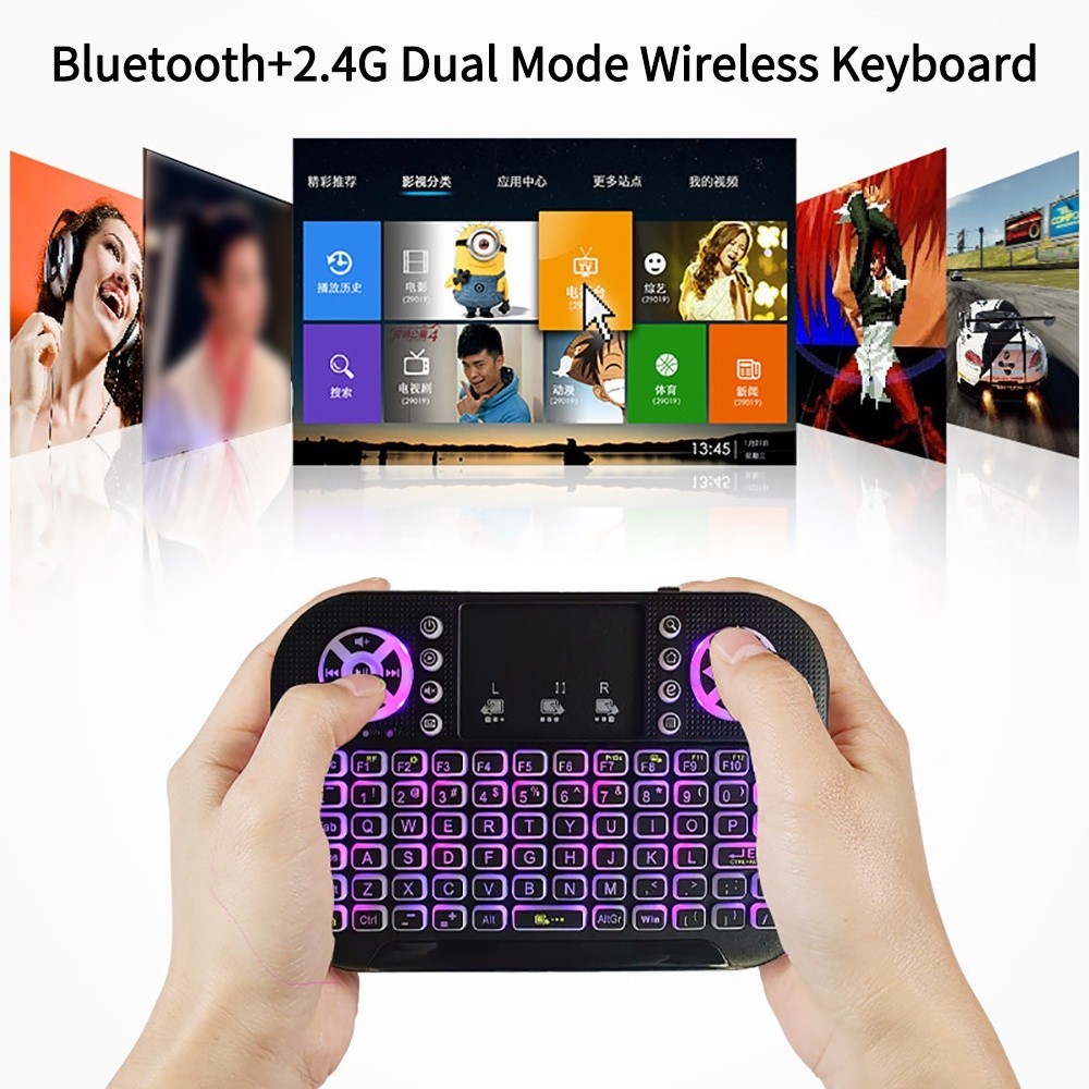 A8 Keyboard 2.4G Wireless Mini Keyboard with Bluetooth Dual Mode Li-ion ...