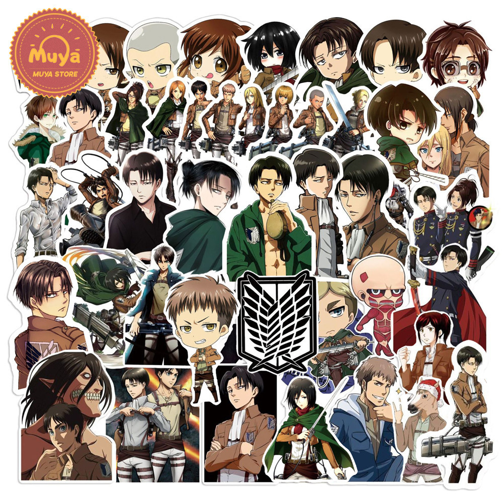 MUYA 50pcs Attack on Titan Stickers Waterproof Anime Vinyl Stickers for ...