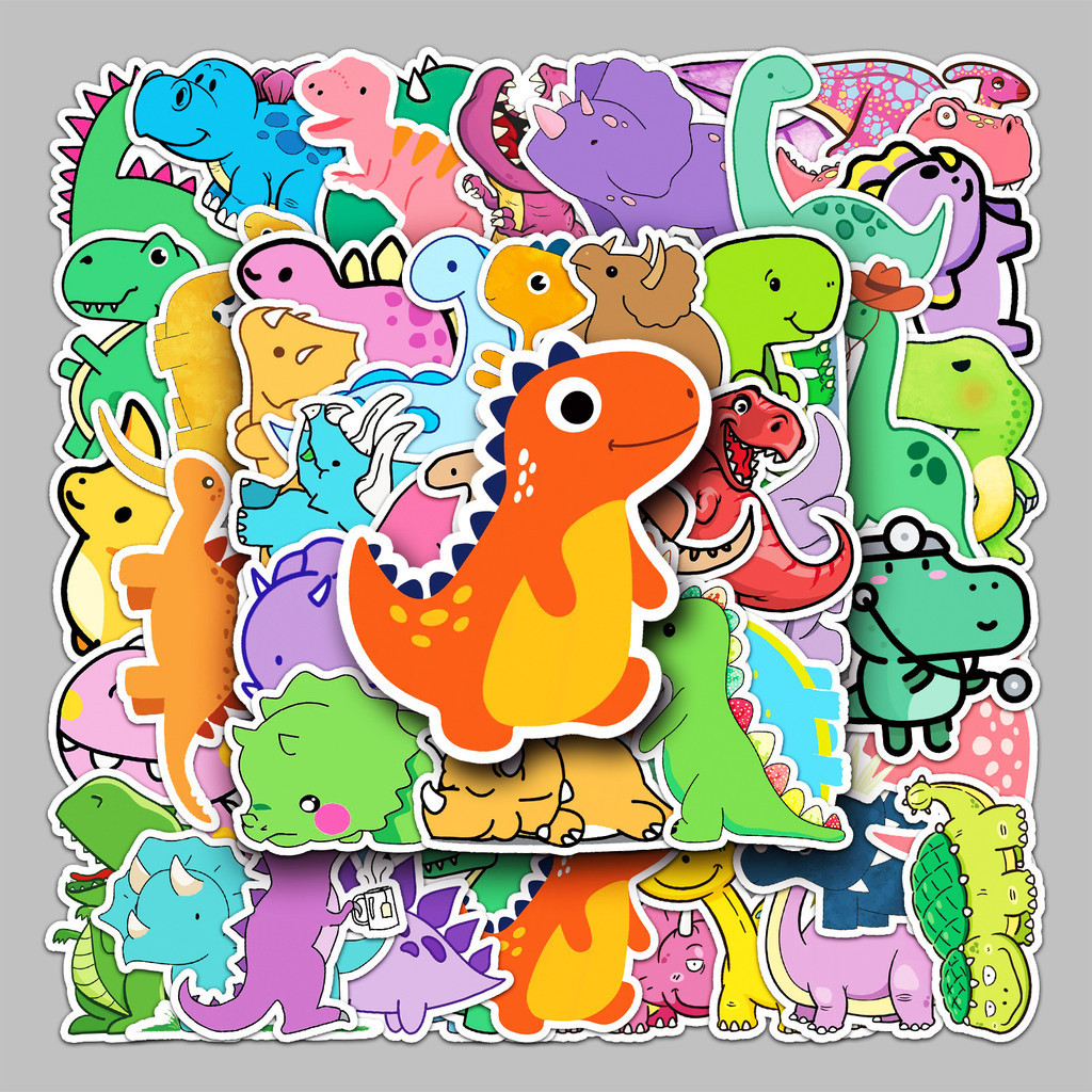 Stationery Box Sticker 50pcs Little Dinosaur Cute Cartoon Luggage ...
