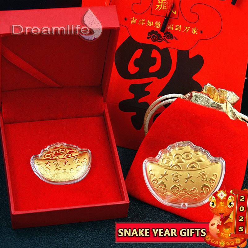 2025 Snake Year Lucky Ingots Coin Box Set Lucky Gold Foil Ingots Red ...