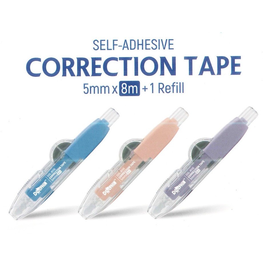 DOLPHIN CORRECTION TAPE DOL-8116 + REFILL SET (5MM X 8M + 8M) | Shopee ...