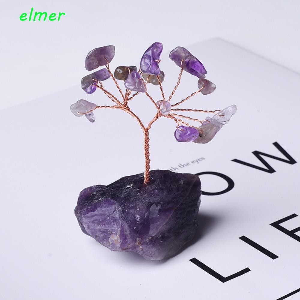 ELMER Crystal Lucky Tree, Mini with Raw Stone Base Stones Tree, Feng ...