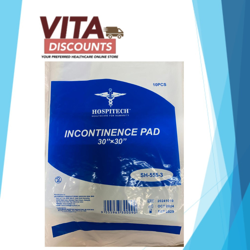 HOSPITECH INCONTINENCE PAD / UNDERPAD 30X30" 10S EXP09/2029 | Shopee ...