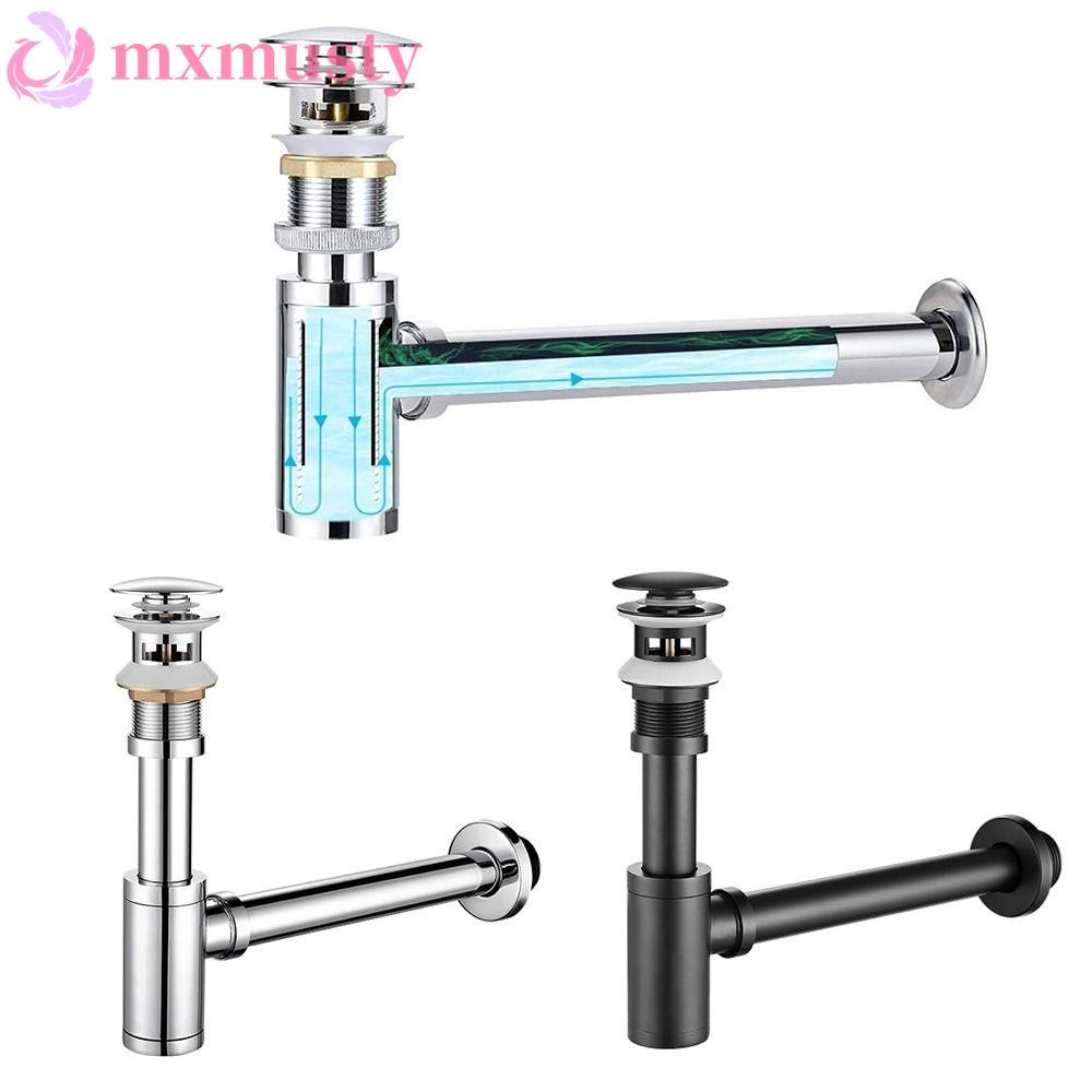 MXMUSTY Round P-Trap Waste Pipe Kit, Pop-up Drain Stopper without ...